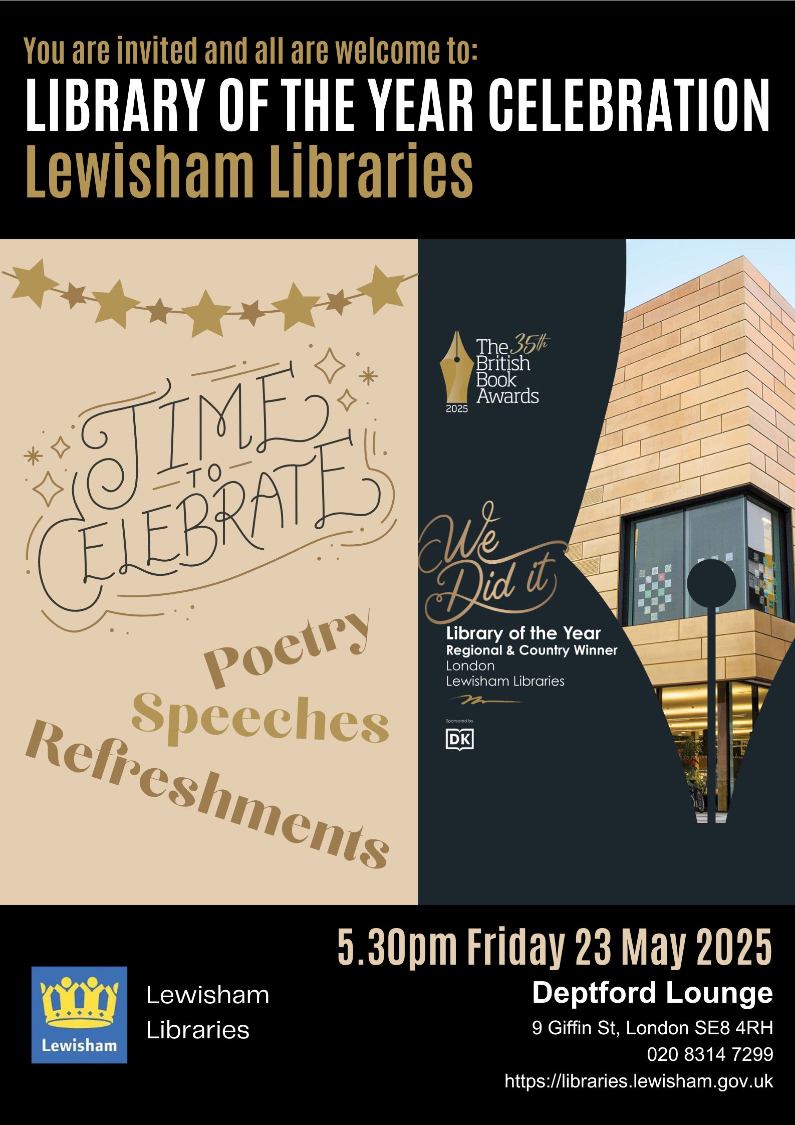 Celebrate Lewisham Libraries' Regional Victory! - Deptford Lounge