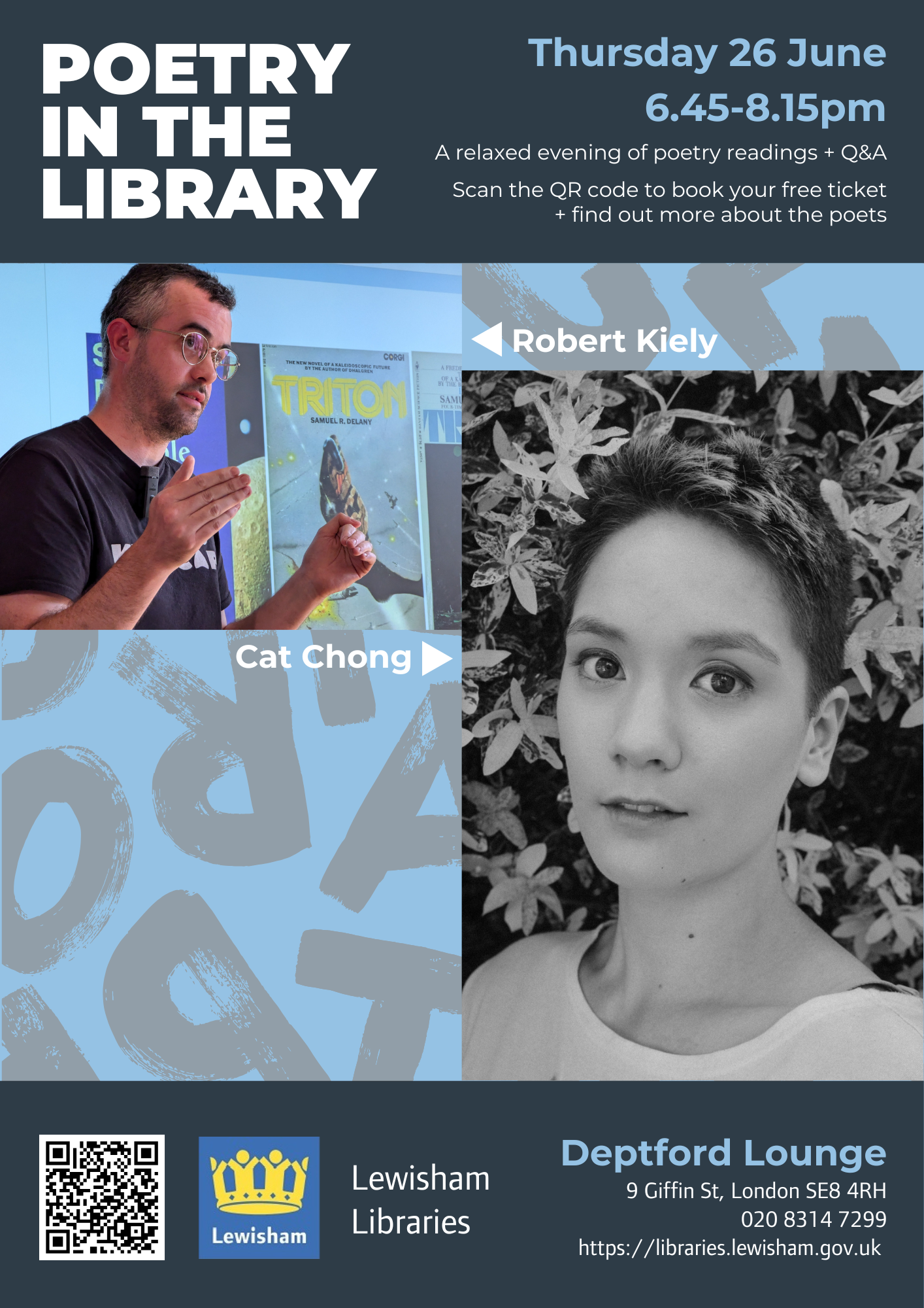 Poetry in the Library with Rob Kiely and Cat Chong - Deptford Lounge